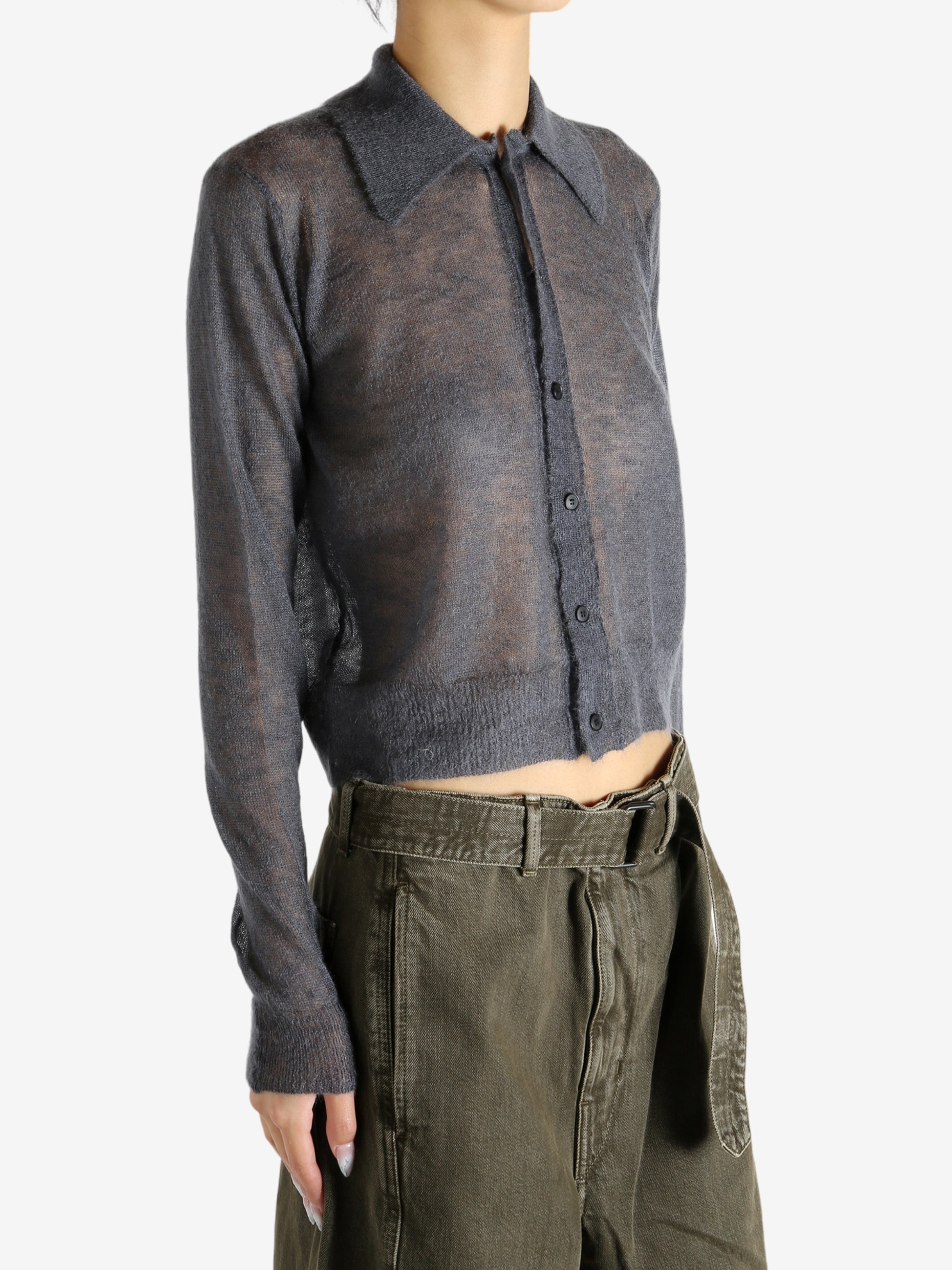 AURALEE - Women Kid Mohair Sheer Knit Cardigan Shirt – Atelier New York